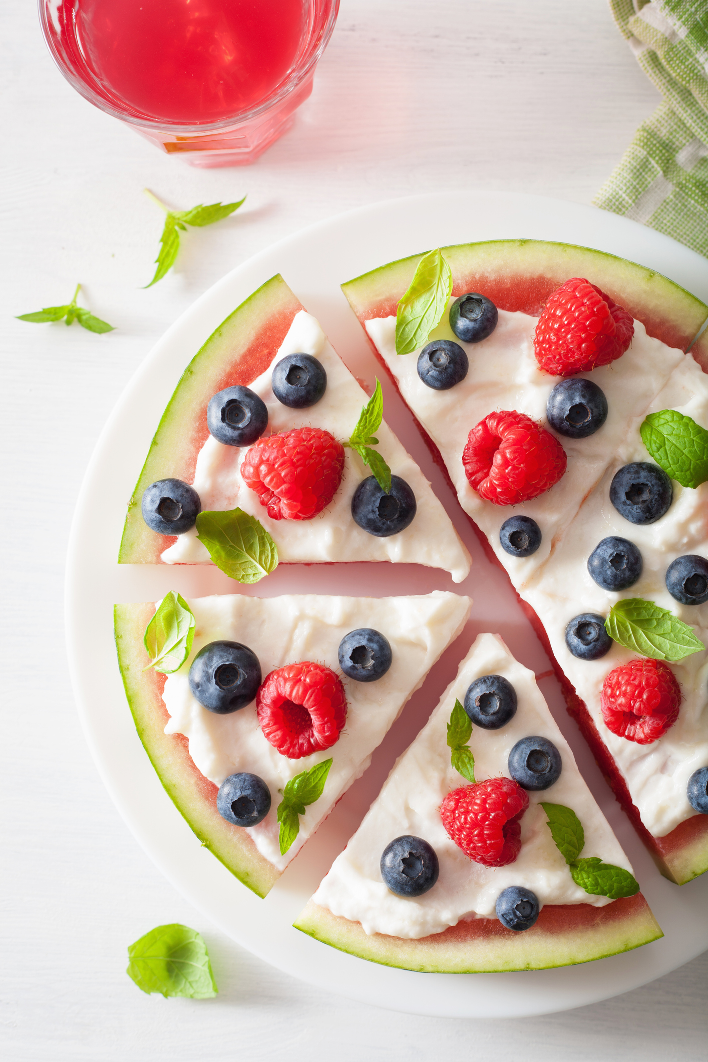 watermelon pizza slices with yogurt and berries, summer dessert – IN ...